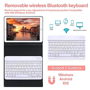 D DINGRICH iPad Keyboard Case for 6th Generation(2018) 9.7-inch, 5th Gen(2017), Air 2, iPad Pro 9.7, Protective Case with Pencil Holder, Backlit Detachable Keyboard, Auto Sleep/Wake,Silk Blue