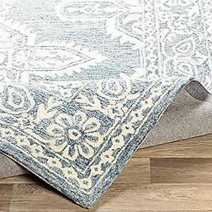 Hauteloom Passaic Wool Living Room, Bedroom Area Rug - Bohemian/Global - Blue, Beige - 8' x 10'