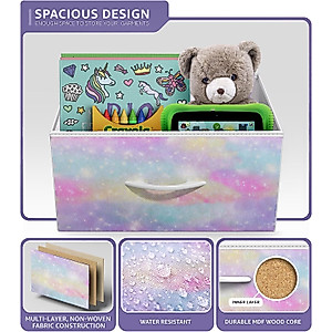 Sorbus Kids Dresser with 2 Drawers - Storage Chest Organizer Nightstand - Steel Frame, Wood Top, Tie-Dye Fabric Bins for Clothes - Wide Furniture for Bedroom, Hallway, Nursery, Closet, & Apartment