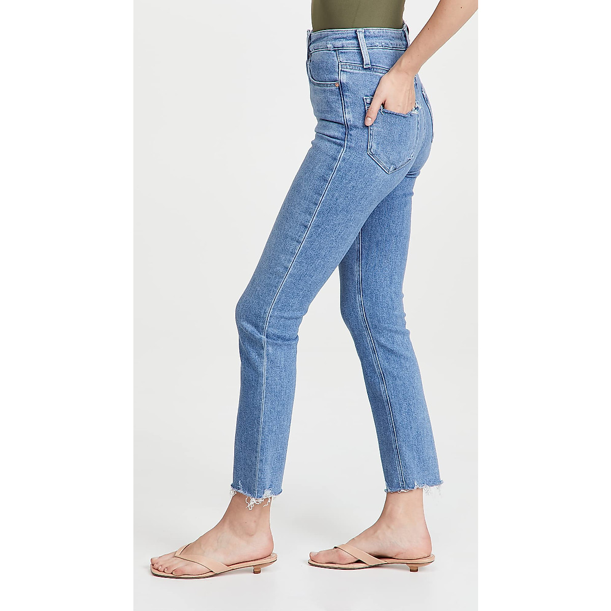 PAIGE Women's Ultra High Rise Cindy Distressed Jeans
