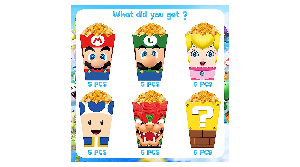 30PC Mario Party Snack Boxes & Favors for Birthdays