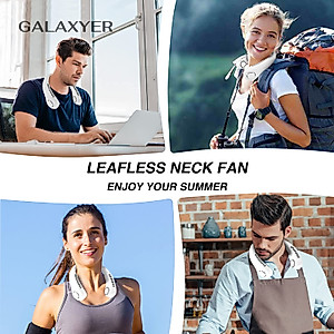 GALAXYER Neck Fan with Screen Display and 5 Speeds Levels, USB Rechargeable Bladeless Cooling Fan, Quiet Neck Cooler Personal Hanging Fan for Indoor Outdoor Travel Sports