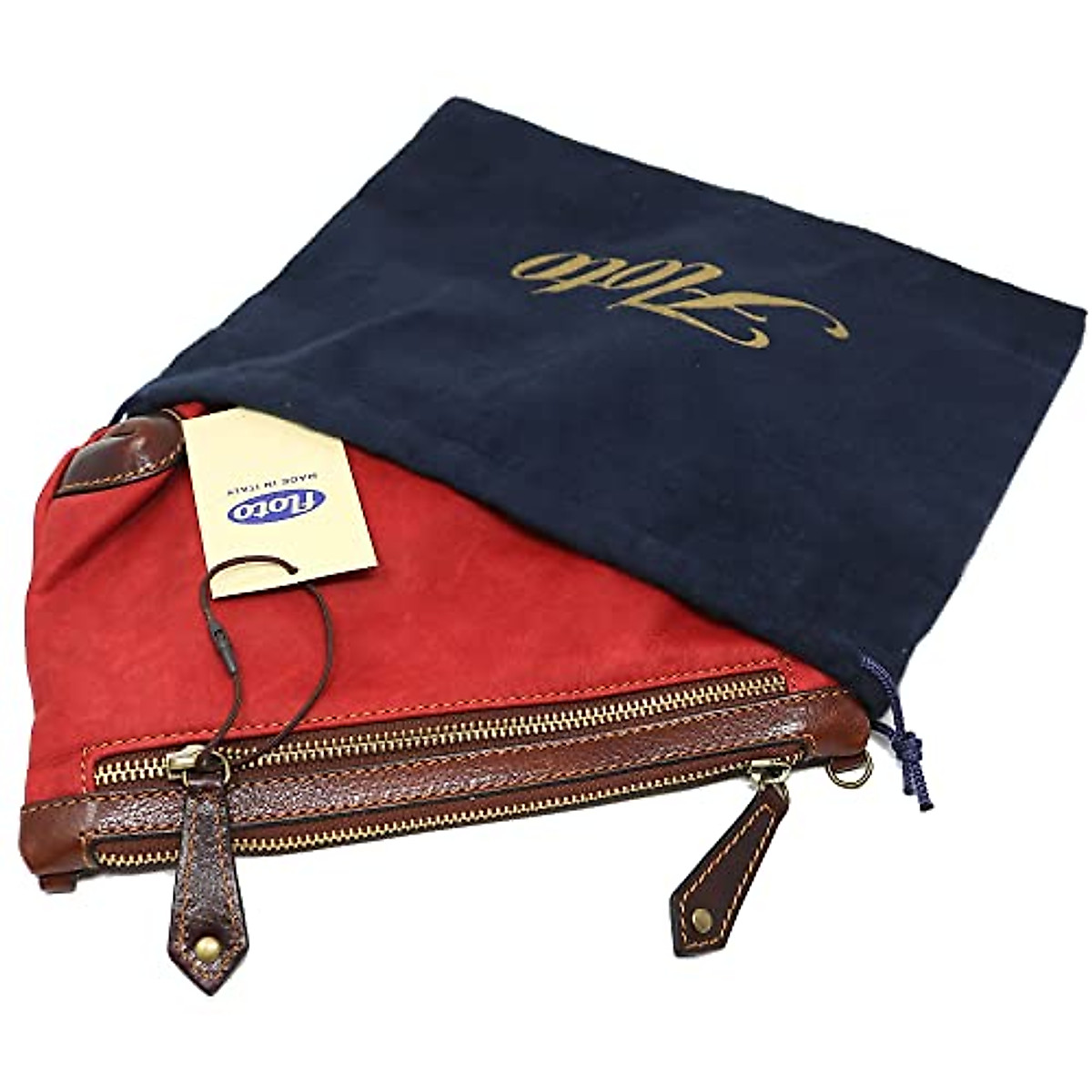 Floto Women's Leather Bag Fioro Crossbody Purse Satchel Handbag (Red)