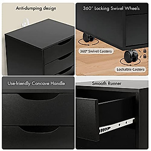 TUSY 7-Drawer Chest, Storage Dresser Cabinet with Wheels, Tall Chest of Drawers for Closet and Bedroom (Black, 7 Drawer)