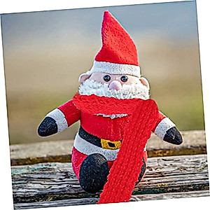 FAVOMOTO 20pcs Mini Scarf Knitted Scarf Striped Scarf Red and White Striped Scarf Miniature Scarf Christmas Doll Scarves Wine Bottle Neckerchief Party Accessories Delicate Scarves Yarn Red