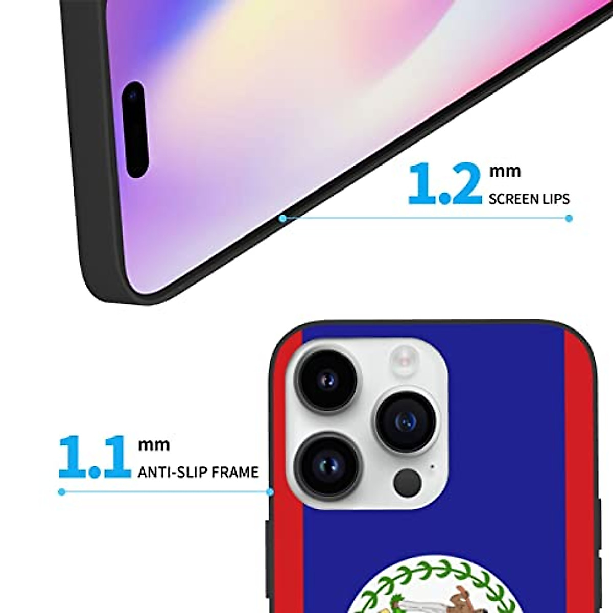 Flag of Belize iPhone 14 Pro Max Phone Case, You Can DIY On A Variety of Patterns White