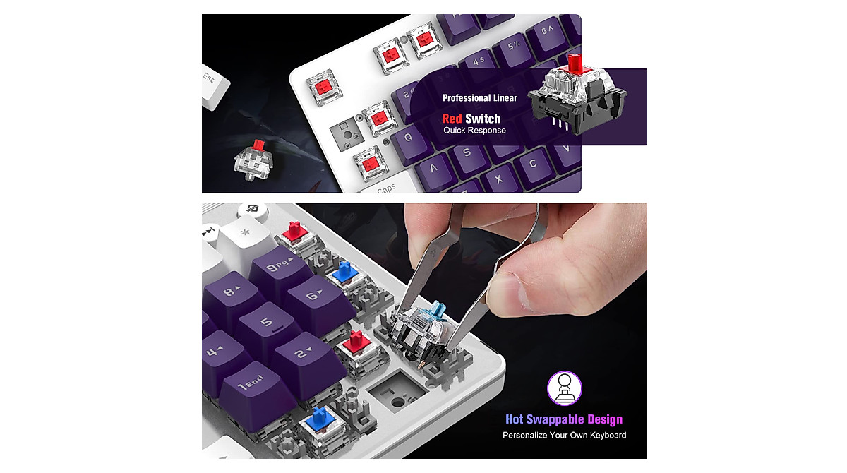 Hot Swappable Gaming Keyboard with Backlight Effects