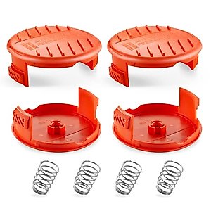 Trimmer Line Cap and Spring for BLACK+DECKER,Trimmer Replacement Spool Cap Covers Compatible for Black+Decker AFS Trimmer (RC100P),Black and Decker Weed Eater Parts,4 Pack ( 4 Spool Cap+4 Spring )