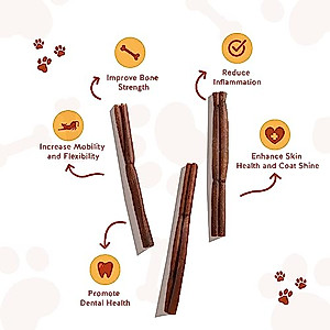 Jack&Pup 6" Beef Collagen Sticks for Dogs, Rawhide Free Dog Chews Long Lasting Collagen Chews for Dogs Healthy Dog Treats for Medium Dogs Joint Support for Dogs | Bully Stick Alternative (10 Pack)