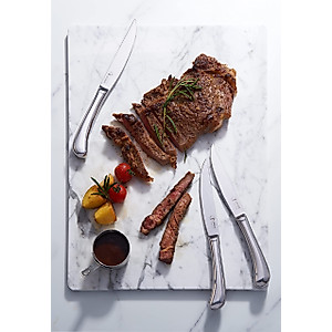 Steak Knives Set of 6 - Premium Stainless Steel, Dishwasher Safe - Polished Shiny Blade & Handle, Straight Edge - Kitchen Table Knife Set 4.5 Inch Dinner Knives Non Serrated UMOGI