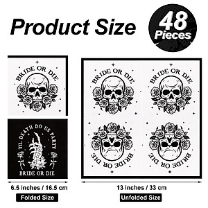 Aodaer 48 Pieces Bride or Die Paper Napkins Disposable Bride or Die Party Napkins Cocktail Dinner Napkin Set 13" x 13" Unfolded Halloween Tableware Napkins for Bride or Die Party Supplies