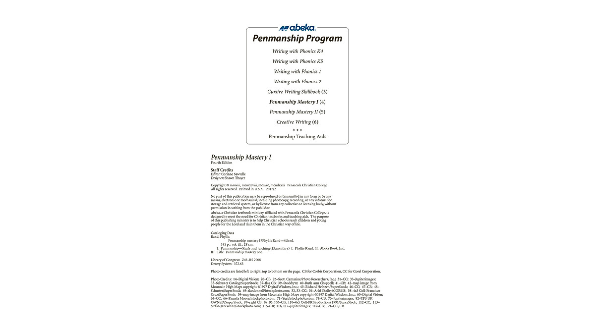 Penmanship Mastery I - Abeka 4th Grade Cursive Handwriting Workbook