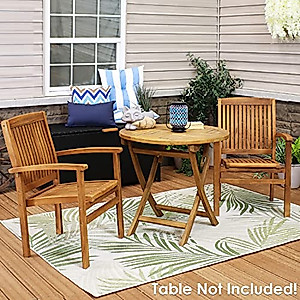 Sunnydaze Stackable Outdoor Patio Dining Chairs - Slat-Back Wood Outdoor Arm Chairs for The Outdoor Dining-Table, Patio, Porch, or Deck - Light Brown Finish - 24.25 Inches Wide - Set of 2
