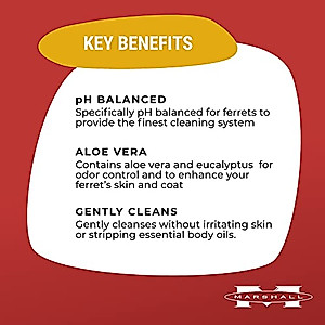 Marshall Pet Products Natural pH Balanced, Tearless Baby Safe Original Aloe Vera Ferret Deodorizing Shampoo with Eucalyptus and Safflower Oil, 8 oz