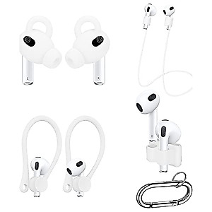 SaharaCase Silicone Accessories Kit for Apple AirPods 3 (2021 3rd Generation) [Rugged] Full Body Protection Antislip Grip Slim Fit (White)