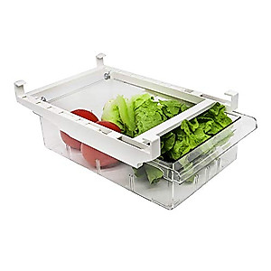 Fridge Drawer Organizer with Handle, Pull-out Refrigerator Storage Organizer Bins, Fridge Shelf Holder Storage Box