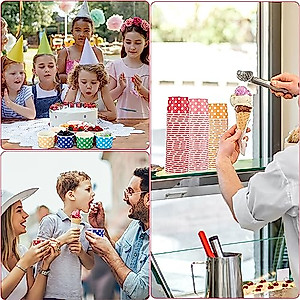 Zeyune 500 Pcs Ice Cream Cups Disposable Snack Cup Multicolor Paper Dessert Cup Bowl for Wedding Birthday Party Supplies(6.5 oz)
