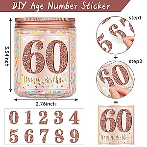 Happy Birthday Candle with DIY Stickers for Any Age: Vanilla Cream-Scented Birthday Candle with Sprinkles - Pink Rose Gold Sweet Birthday Gifts for Girls Women Funny Birthday Presents for Her