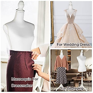 HOMBOUR Female Mannequin Body, Sewing Mannequin Torso Dress Form, Adjustable Mannequin with Stand for Display Dressmaker, White