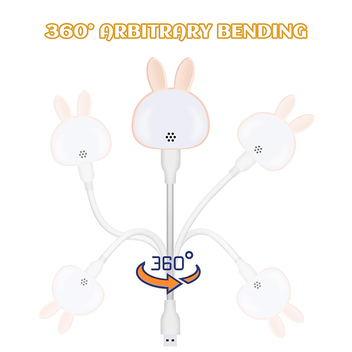 ESPETIO Smart Voice USB Reading Lamp,Mini Night Light for Laptop Keyboard, 3 Color Temperature 360° Flexible Gooseneck Desk Lamp for Bedroom Nursery Kids Room Study Office