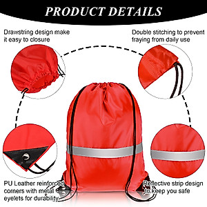 30 Pieces Reflective Drawstring Backpack Bags Sports Gym Cinch Bags Cinch Sack Tote Bags for School Yoga Sport Traveling (Red)