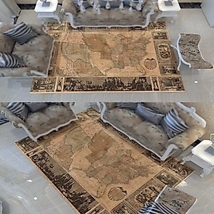 DURAGS Retro Nostalgic World Map Nautical Chart Area Rugs 4x6ft/48x72in/120x180cm, Large Area Rugs for Living Room, Indoor, Outdoor Area Rug for Welcome Door Mat, Front Porch,Kitchen,Bathroom