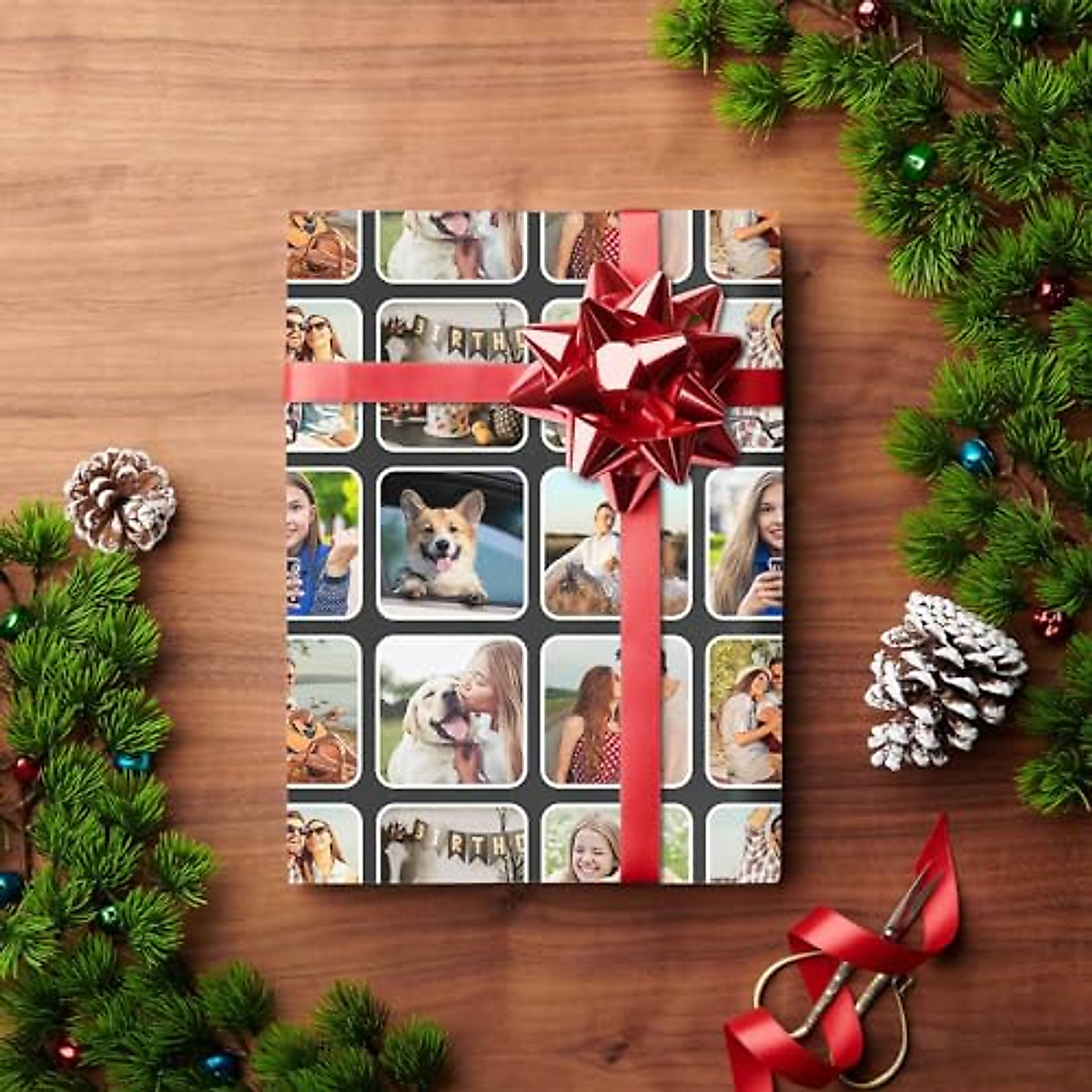 Custom Wrapping Paper, Personalized Wrapping Paper with Your Photo Paper 58 x 23 Inches Customized Birthday Christmas Gifts Wrap for Mom Dad and Friend