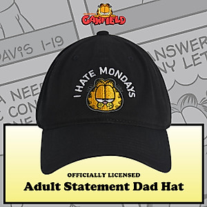 Garfield Dad Hat, Cotton Adjustable Baseball Cap with Curved Brim, Black, One Size