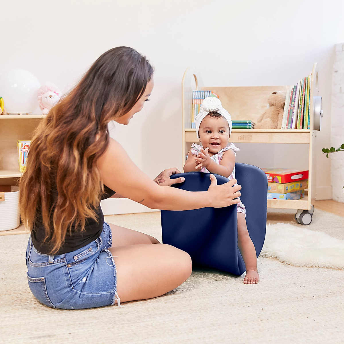 ECR4Kids Wave Seat, 14in - 15.1in Seat Height, Perch Stool, Orange, 2-Pack