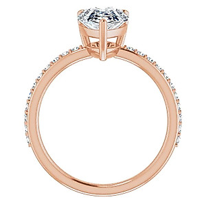 10K Solid Rose Gold Handmade Engagement Rings 1.5 CT Pear Cut Moissanite Diamond Solitaire Wedding/Bridal Ring Set for Womens/Her Proposes Ring (11)