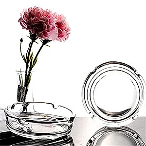 Ash Tray, Glass Ashtray for Cigarettes, Portable Decorative Modern Ashtray for Outside, Home, Office, Patio, Outdoor, Indoor, Fancy Cute Cool Ashtray, Clear/Crystal/Transparent (4.17"L x 1.41"H)