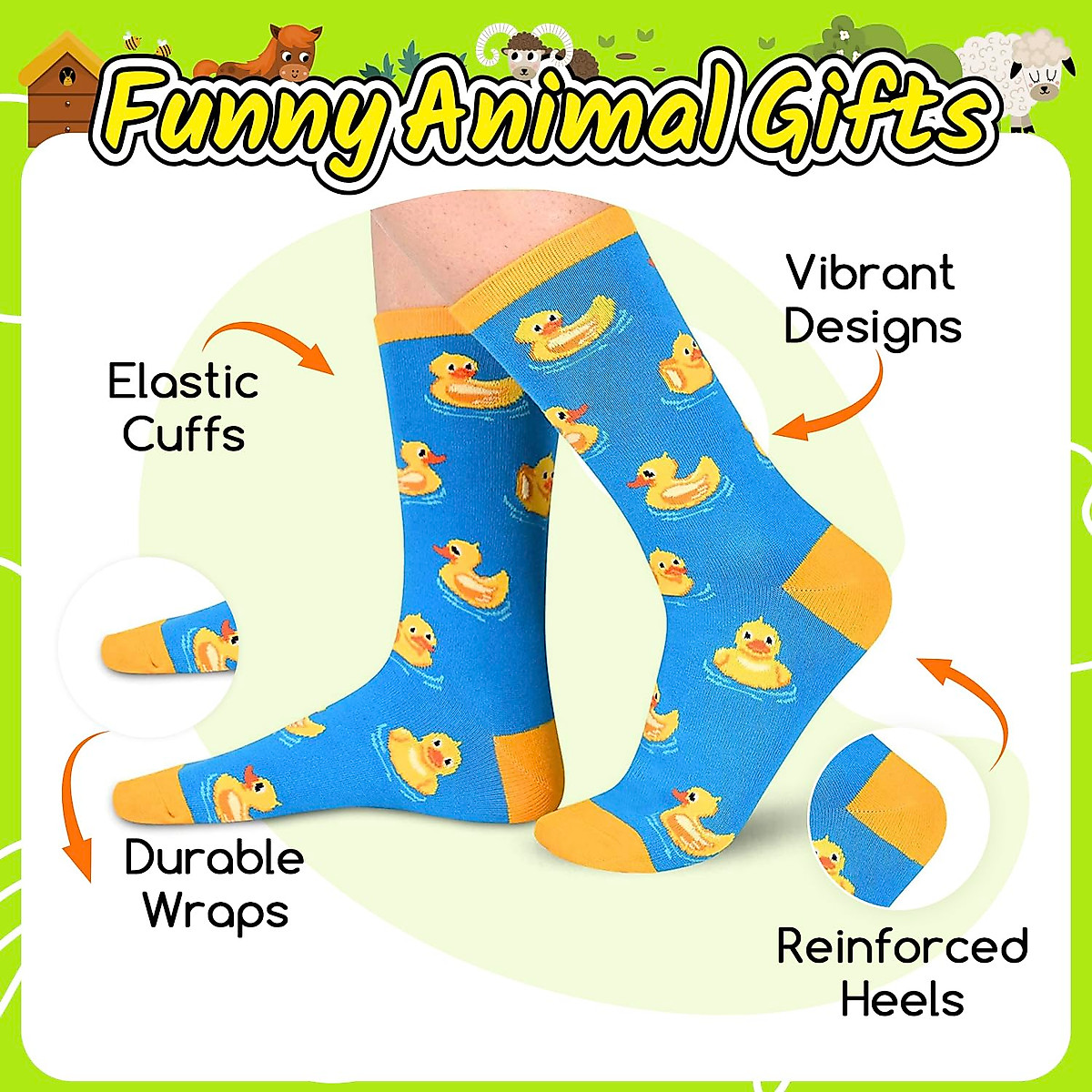HAPPYPOP Fun Socks Rubber Duck Socks for Women Cute Duck Socks, Funny Rubber Duck Gifts Duck Lovers Gifts for Her
