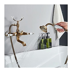 Luxury Bathtub Faucet Dual Handle Handheld Bath Shower Mixer Tap with Hand Shower Wall Mount Swivel Spout Tub Sink Mixer Faucet,Kitchen Sink Faucet