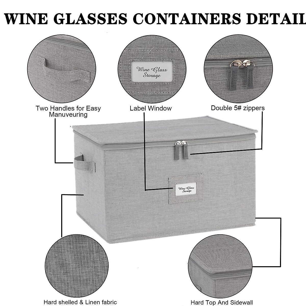 MeYouRow.C Wine Glass Storage,crystal Stemware Storage Cases For Champagne/ White & Red Wine Glass,Glasses Cup Storage Box With Dividers For 12.