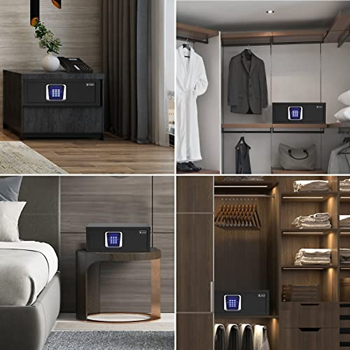 XDeer Hotel Safe 1.39 Cubic Feet Home Safe Personal Document Safe Steel Security Safe Box With Hotel-Style Digital Electronic Lock/Sensor Light/Silent Mode - Black