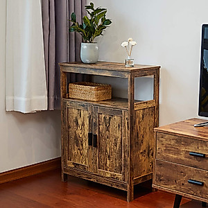 Tianlang Retro Industrial Storage Cabinet, Cupboard with 1 Adjustable Shelf and 2 Doors, Multifunctional Cabinet for Living Room, Kitchen, Enterway, Stable Wood Frame, Retro Brown LJBC002F