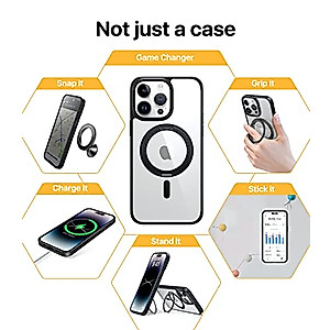 andobil Designed for iPhone 14 Pro Case - Compatible with Magsafe - 360° Rotatable Ring Stand - Shockproof Kickstand Slim Thin Phone Case for iPhone 14 Pro - [2023 EasyRelax Series] - Clear