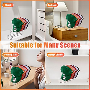 Sloworld Hat Stand for Baseball Caps, 2 Pcs No Install Acrylic Hat Organizer for 14 Baseball Caps, Hat Racks for Baseball Caps Display and Organizer for Bedroom, Closet, Dresser, Office (clear*2)