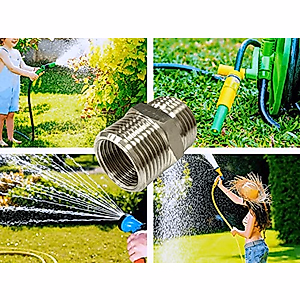 Fuoequl Stainless Steel Garden Hose Adapter Convert to NPT 3/4 npt to 3/4 Garden hose