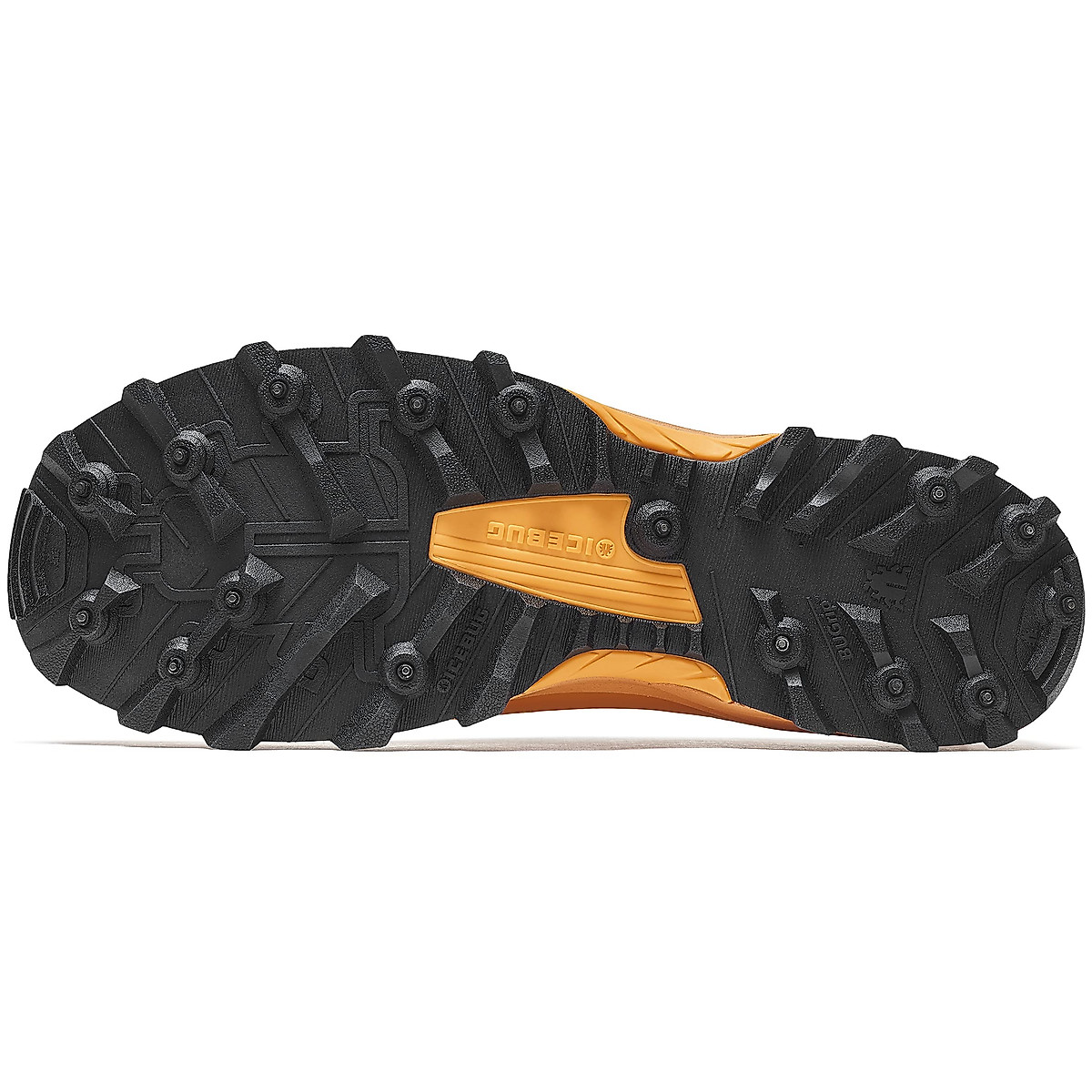 Icebug Womens Pytho6 BUGrip Trail Running Shoe with Carbide Studded Traction Sole, Mango/Black, L08.5