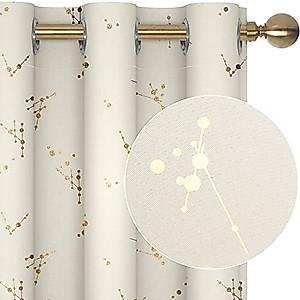 Deconovo Blackout Curtains for Living Room, Curtains 84 Inches Long, Set of 2 - Constellation Pattern Foil Printed Curtains, Light Blocking Curtain (Beige, 42 x 84 Inch, 2 Panels)