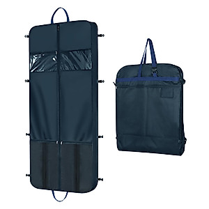 Zilink 60" Garment Bags for Travel Dress Travel Bag for Closet Storage with Adjustable Handles and Stable Buckles for Suits, Dresses, Navy Blue