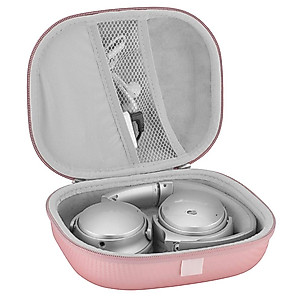 Geekria NOVA Headphones Case Compatible with Bose QC Ultra, QuietComfort 35 II, QC45, QC25, QCSE Case, Replacement Hard Shell Travel Carrying Bag with Cable Storage (Rose Gold)