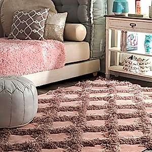 nuLOOM Francene Diamond Trellis Shag Area Rug, 4' x 6', Pink