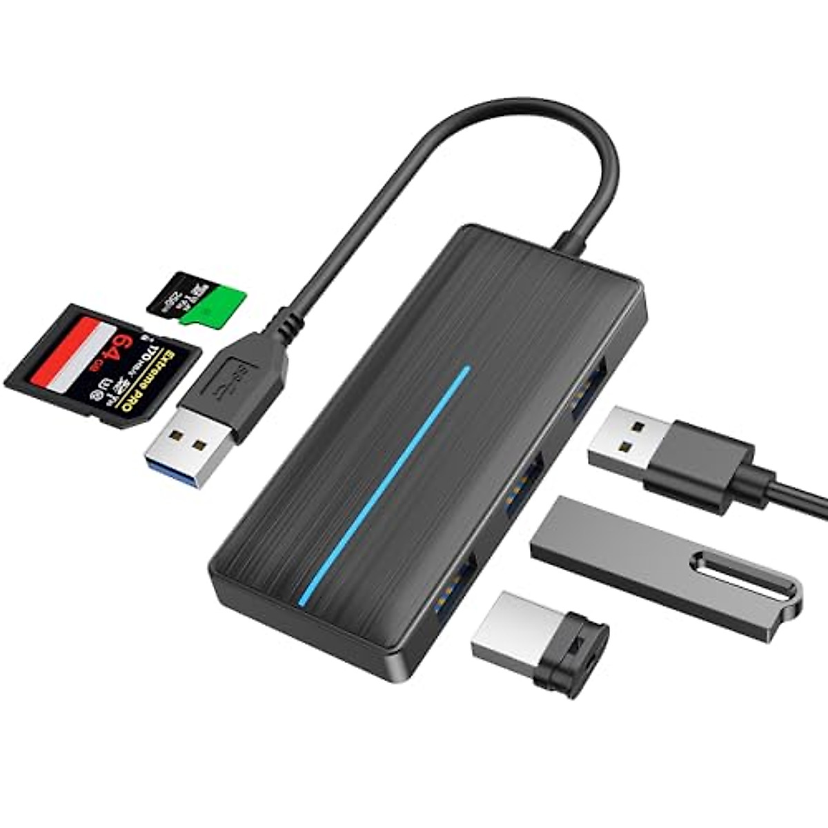 GARMESE USB 3.0 Hub, 5-in-1 USB Hub Splitter USB A Hub with Micro-SD/SD Card Reader and 3 USB 3.0 Ports for Laptop, iMac, MacBook Pro 2015/2016, Google Chromebook and More
