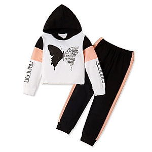 PATPAT Toddler Baby Girls Clothes Long-sleeve Sweatshirt with Joggers Pants 2-piece Hooded Outfits Set
