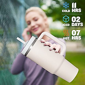 ANNA QUEEN 40 oz Tumbler With Handle and Straw,Stainless Steel Vacuum Insulated Tumbler Travel Mug Water Bottle Cup for Water Iced Tea Coffee Smoothie Car, Beverages Idea(Hot Pink)