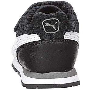 PUMA Unisex-Baby Vista V Sneaker, Black-White, 4 M US Toddler