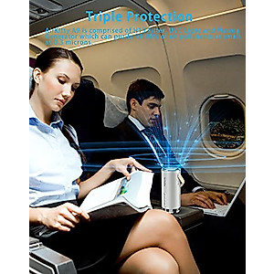 AirKitty Car Air Purifier, 3 in 1 Air Purifiers of UVC Light, Plasma Generator, Aviation Aluminum Enclosure,Siutable for Car, Office, Desktop, Small Room and Travel (Silver)