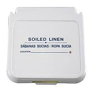 R&B Wire 602SLB 12 in. x 4 in. Laundry Hamper Lid Label - Soiled Linen - Blue Lettering